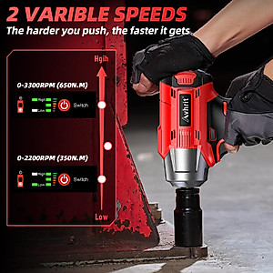 Cordless Impact Wrench 1/2 inch, 480Ft-lbs (650Nm) Brushless Power Impact Gun 1/2 drive w/ 4.0Ah Battery, 4 Sockets, 6 Screwdriver Bits, Fast Charger, Electric Impact Wrench for Car Tire