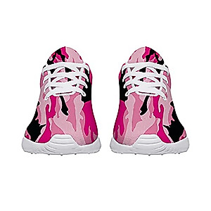 vogiant Woman Fashion Sneakers Tennis Shoes Women Lady Black Pink Camouflage Camo Golf Shoes,Birthday Gifts Idea,Size 11.5