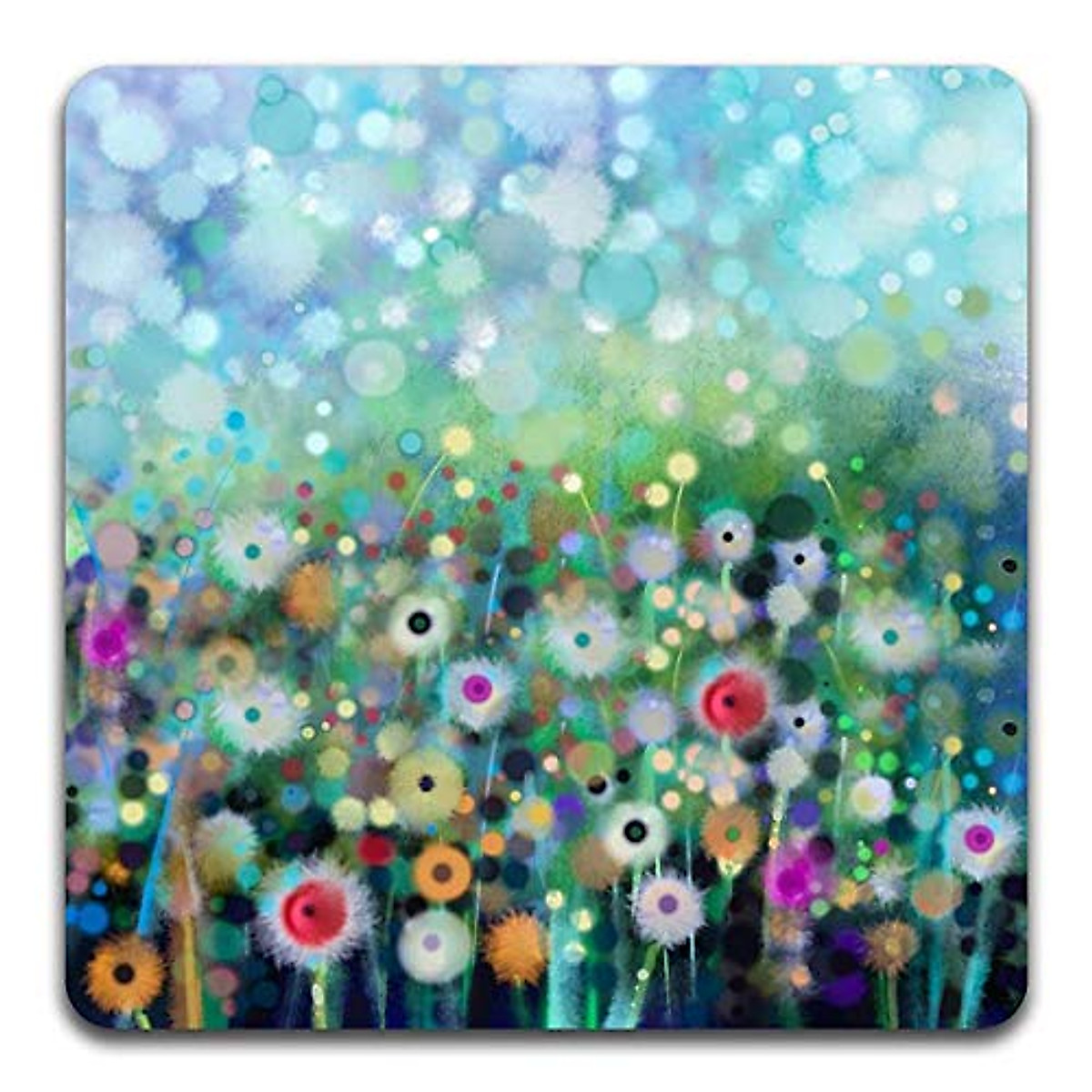 Beautiful Watercolor Flowers Square Coaster Set - Made of Recycled Rubber - Set of 4