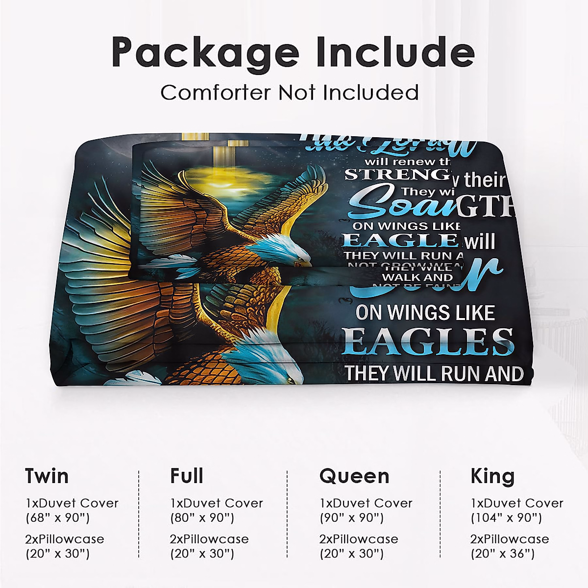 nanen Bald Eagle Christian Comforter Set Eagle Decor Bible Verse Full Bed Duvet Cover Set for Girls Boys Women Adults Teens Eagle Bedding Comforters 3 Piece Bedding Set