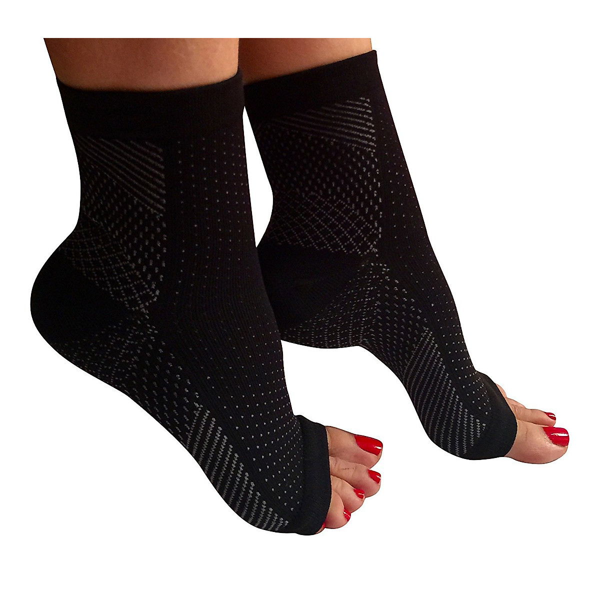 BcurbSox Ankle Sleeve Plantar Fasciitis for Men Women Foot Heel Arch Support Ankle Compression Socks Reduce Swelling Joint Pain Injury Recovery Achilles Tendon (Black - 1 Pair, Small/Medium)