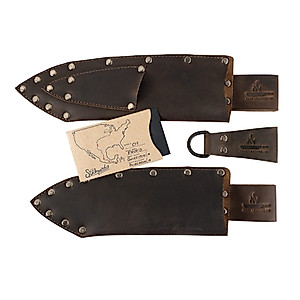 Cast Leather Co., Knife Set Holder 3 Pieces Handmade from Full Grain Leather - Bourbon Brown