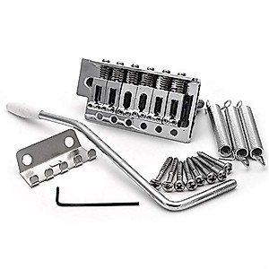 SAPHUE 52.5mm Guitar Stratocaster Tremolo Bridge Set for Fender Strat Squier Electric Guitar Replacement (Chrome, 52.5mm)