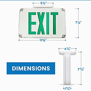 Ciata Green LED Emergency Exit Sign for Fire Escapes, Doors, and Hallways, Indoor and Outdoor Safety, Waterproof Wet Rated, Battery Backup, Universal Wall or Ceiling Mount
