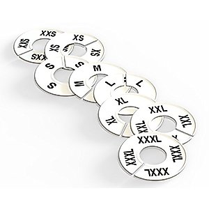 discount sizing Generic Clothing Round Rack Size Dividers (XXS-XXXL) and Quantities Available (24, White)