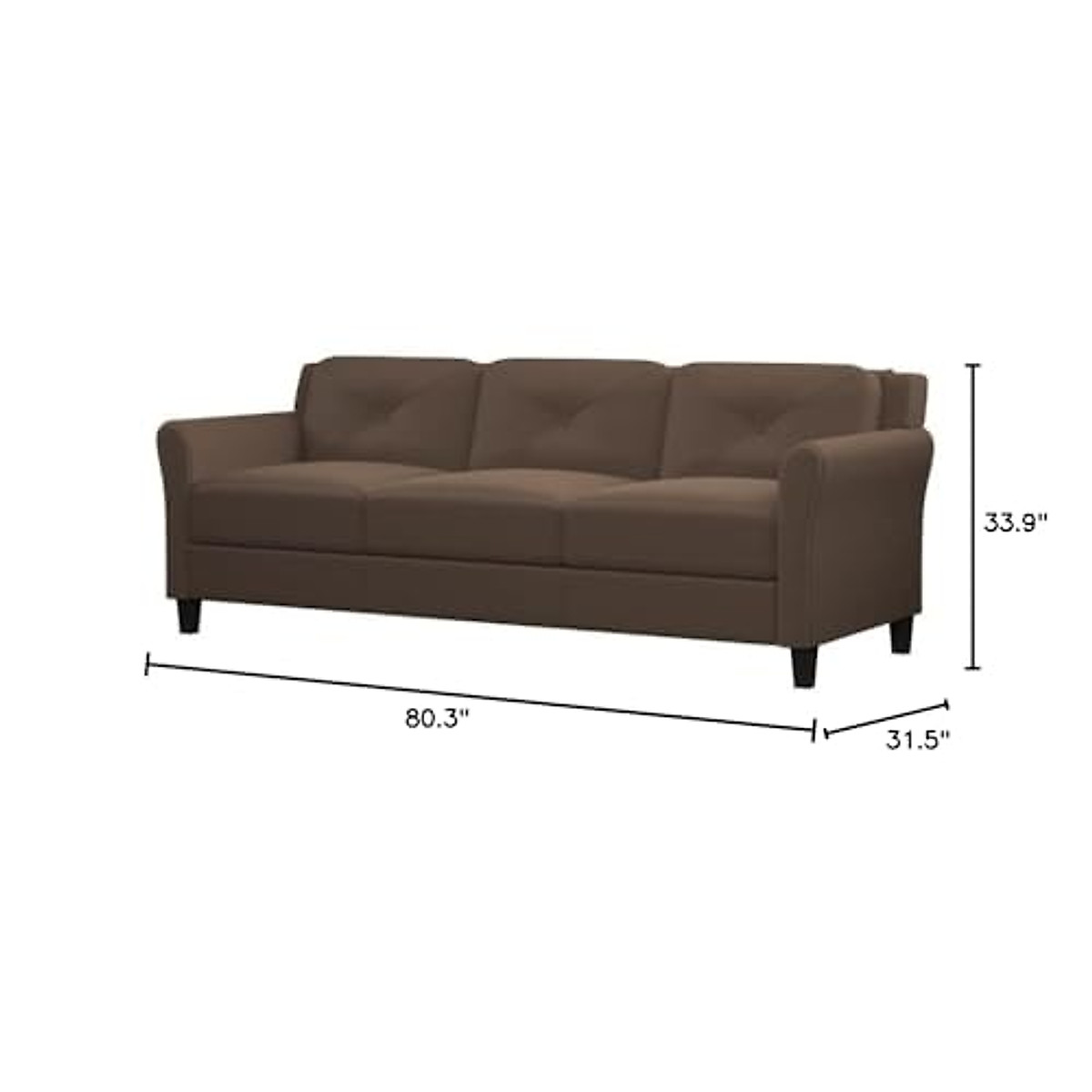 BOWERY HILL Microfiber Sofa Couch in Brown