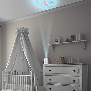 Project Nursery Portable and Table Top Sleep Soother, White Noise Sound Machine and Night Light, 4-in-1 Sound Soother with Projector, Nightlight and Timer