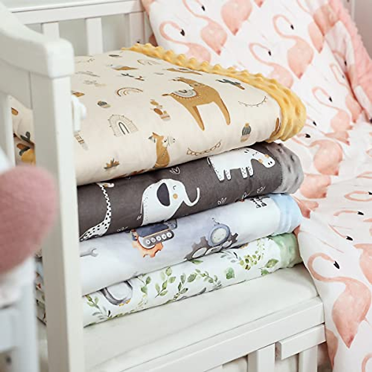 Owl Leaf Wreath Printed Baby Receiving Blanket,29.5" x 47.2" Plush Blanket with Double Layer Dotted Backing, Cozy Minky Fleece Blanket Reversible Newborn Boys Girls Nursery Stroller Crib Baby Blanket