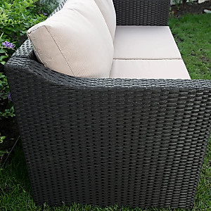 Barton 2 Person Madison Sofa Set Love Seat w/Cushions Outdoor Patio Wicker Rattan Furniture Space Saving