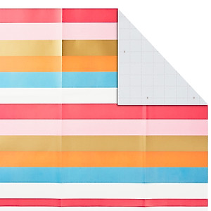 Hallmark Pink Flat Wrapping Paper Sheets with Cutlines on Reverse (12 Folded Sheets with Sticker Seals) Spring Flowers, Stripes, Hearts for Valentine's Day, Easter, Mother's Day, Bridal Showers