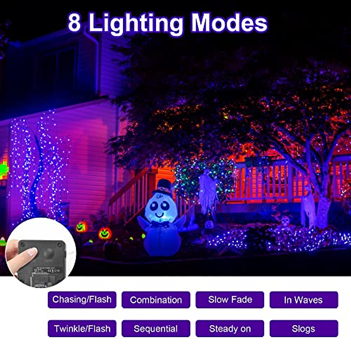 BOLWEO Purple Fairy Lights Solar Lights Outdoor Garden, Christmas Solar String Lights 39.4Ft 120 LED, IP65 Waterproof Solar Outdoor Lights Backyard Deck Fence Patio Decor Diwali Halloween Decorations