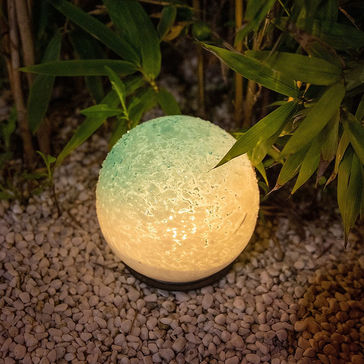 Afirst Solar Table Light - LED Glass Outdoor Table Lantern Lamps Solar Powered Hollow Projection Waterproof Globe Ball Night Lights for Garden,Patio,Yard, Party Decorations, 4x5 inch