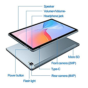 SIMPLORI Android 11 Tablet 10 Inch | Quad Core | 4GB RAM 64GB ROM (128GB Expandable) | 2+8MP Camera | 6000 mAh Battery | with Case