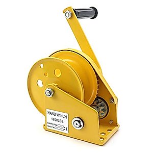 QWORK Hand Winch, 1200lbs Manual Crank Worm Gear Winch, Marine Two-Way self-Locking Gear Winch Handle Crank Towing Winch for ATV Boat Trailer Truck