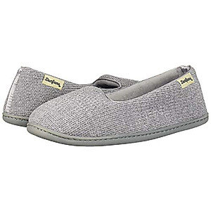 Dearfoams Women's Rebecca Lightweight Cozy Memory Foam Closed Back Slipper with Wide Widths, Sleet Chenille, 7-8