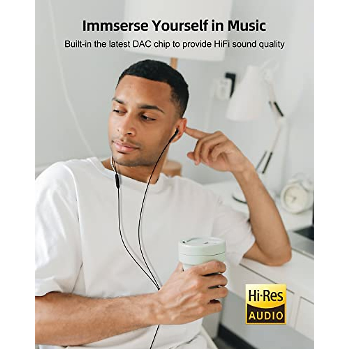 iFory USB C Headphones, Hi-Res Type C Earphones in-Ear Earbud with Baried Suit with Microphone and Volume Control Compatible with Google Pixel LG Samsung Oneplus Sony MacBook Black…