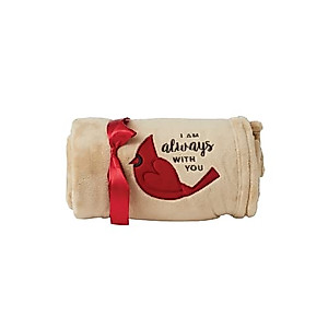 Enesco Izzy and Oliver Caring Cardinals Always with You Bereavement Plush Throw Blanket, 50 by 60 Inch, Beige