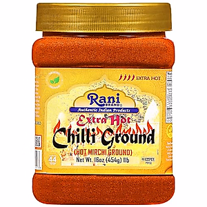 Rani Extra Hot Chilli Powder Indian Spice 16oz (1lb) 454g PET Jar ~ All Natural | Salt-Free | Vegan | No Colors | Gluten Friendly | NON-GMO | Kosher | Indian Origin
