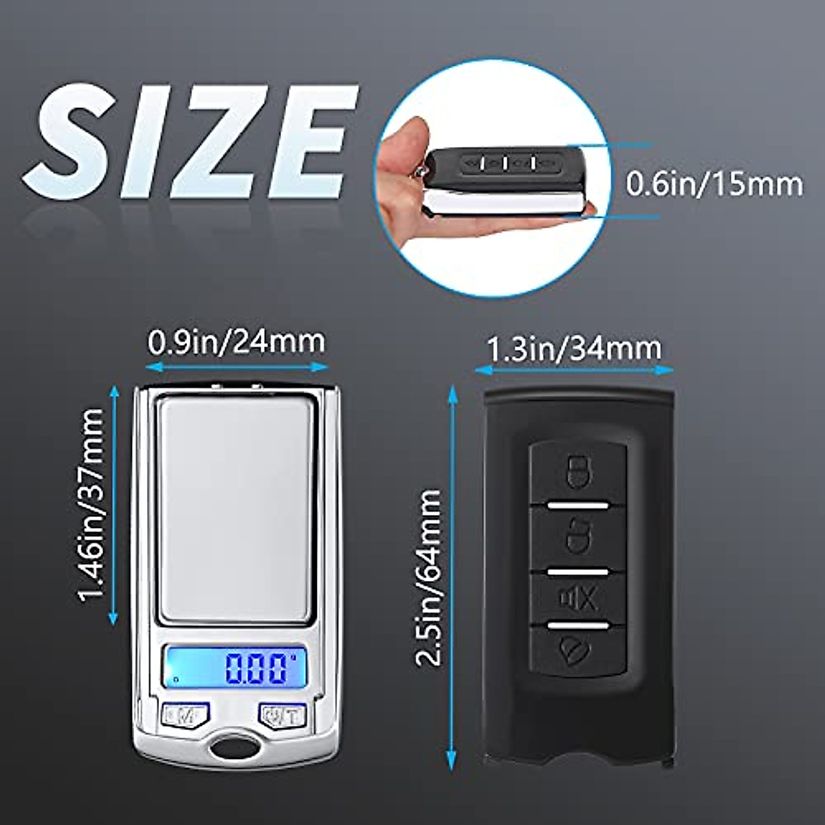 Mini Portable Gram Scale 200g/ 0.01g Mini Digital Pocket Scale Car Key Shape Electronic Scale with Battery for Jewelry, Herb, Food (1 Piece)