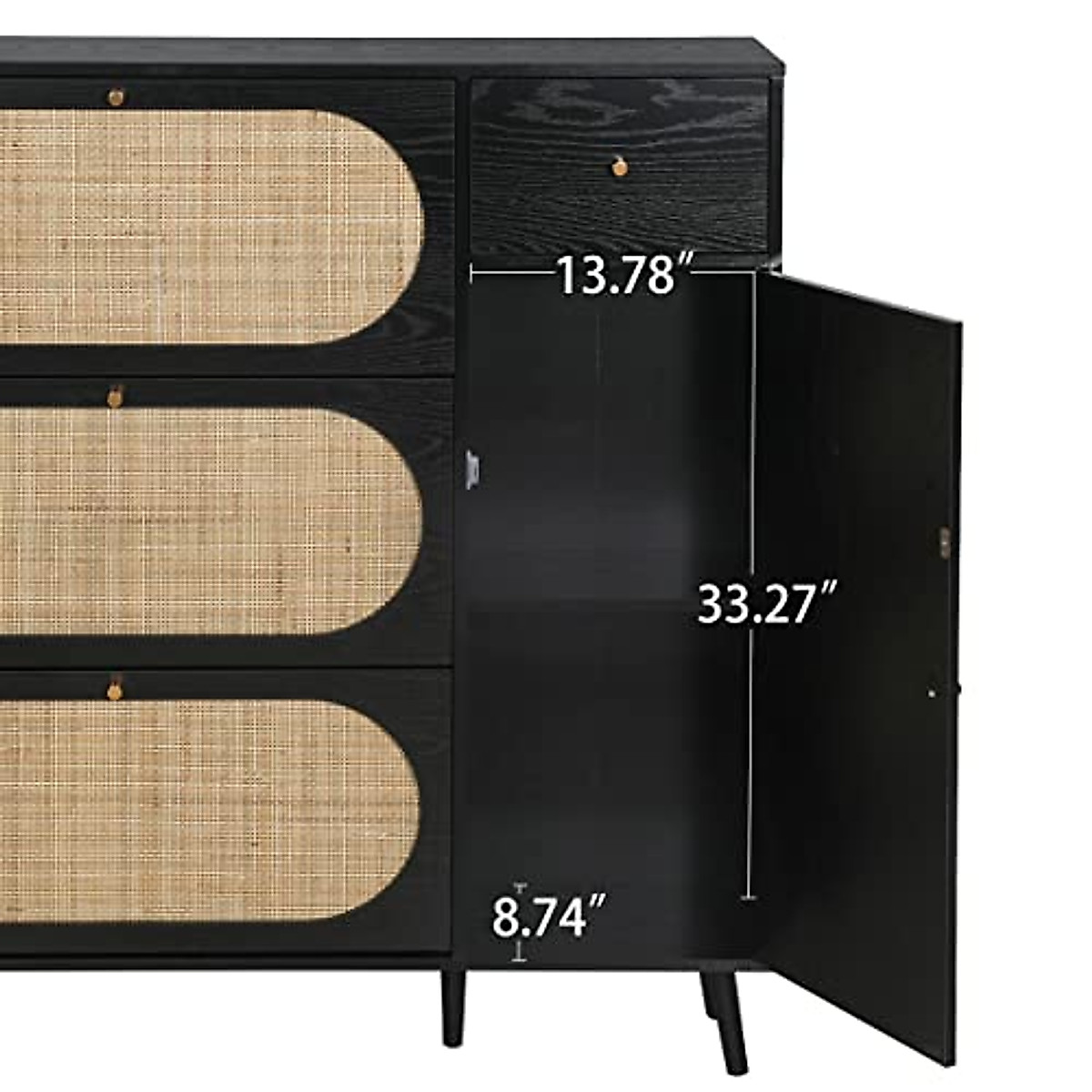 Pvillez Shoe Storage with Flip Drawers,NaturalRattan Shoe Cabinets,Shoe Organizer Rack w Wooden Shoe Organizer for Entryway/Bedroom/Living Room/Apartment,Free Standing