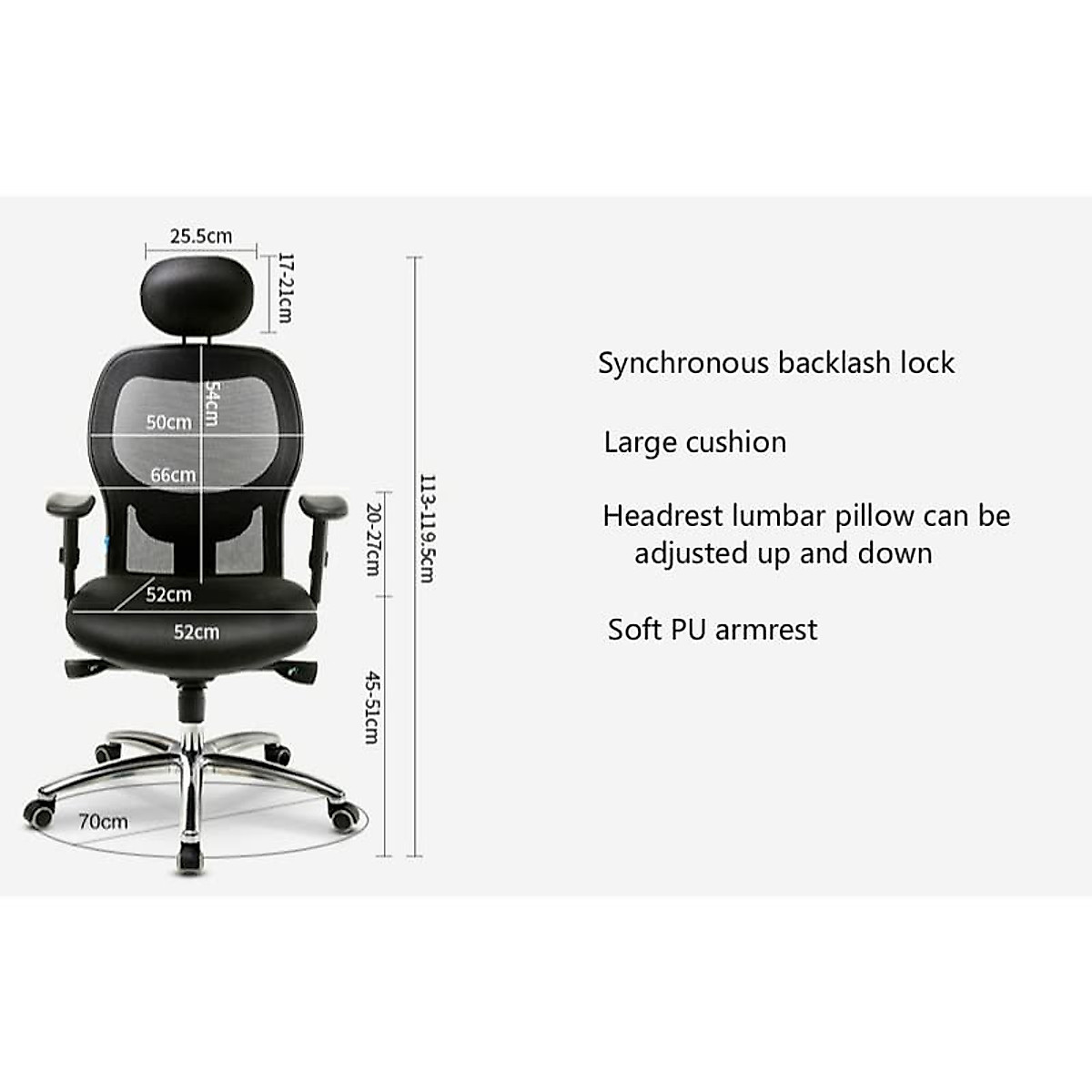 SEASD Ergonomic Computer Chair Home Swivel Chair Boss Seat Thicken Cushion Comfortable Reclinable Office Chair Sync Back Function