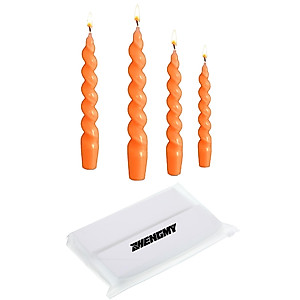 4 Pcs Spiral Taper Candles Handmade Twisted Long Candle Spiral Candle Stick Candles Twisted Candles Wax Unscented Dinner Candle for Halloween Christmas Holiday Wedding Birthday Gift(Orange)