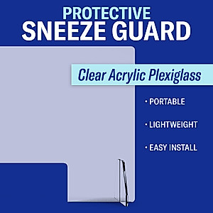 Protective Sneeze Guard for Counter and Desk - Freestanding Clear Acrylic Shield for Business and Customer Safety, Portable Plexiglass Barrier, Food Screen, Pass Through Transaction Window (42"x30')