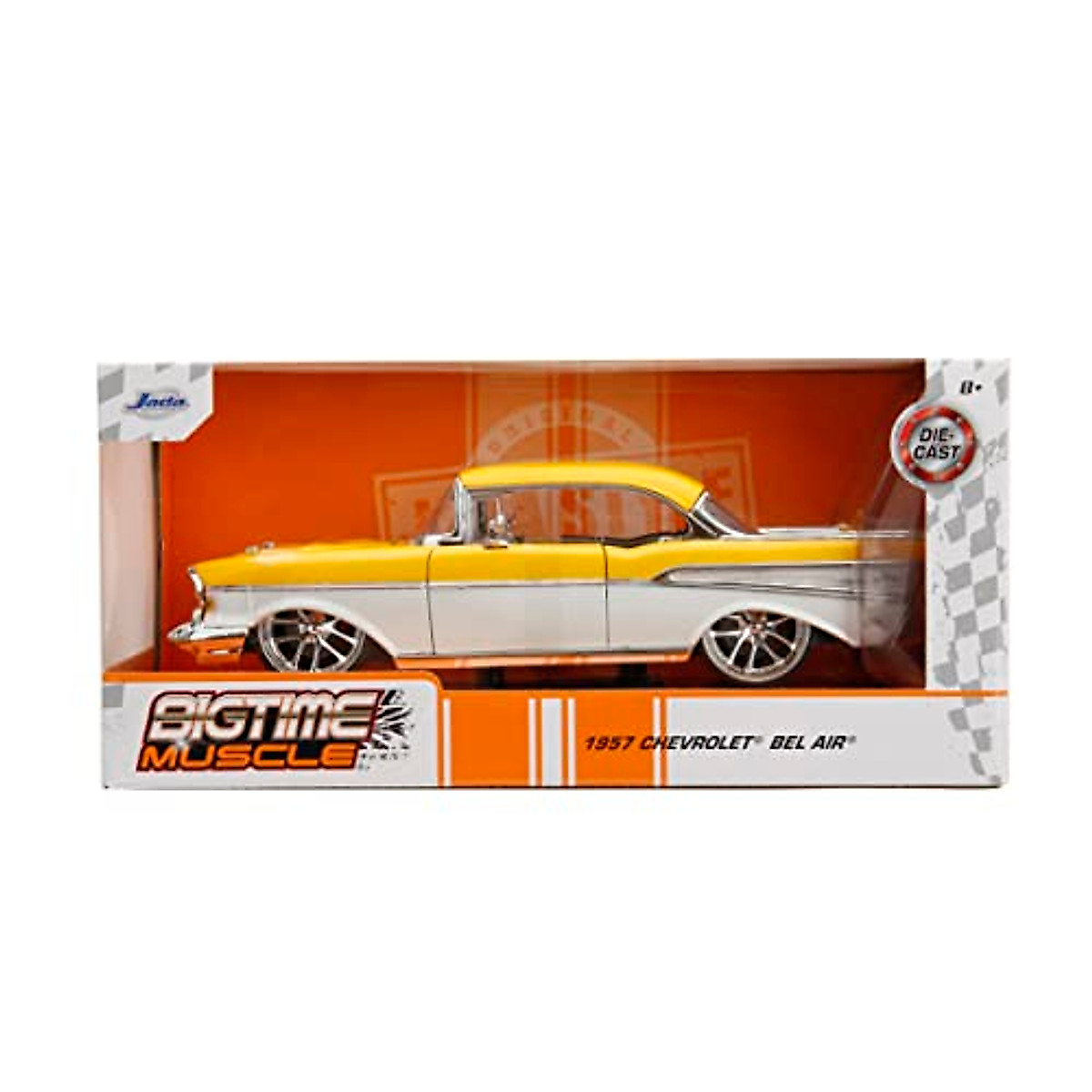 Jada Toys Big Time Muscle 1:24 1957 Chevy Bel-Air Die-cast Car Yellow, Toys for Kids and Adults