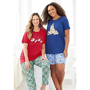 Dreams & Co. Women's Plus Size Graphic Tee PJ Set - 2X, Waterfall Paisley