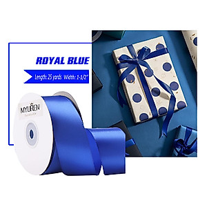 1-1/2" Wide Double Faced Royal Blue Polyester Satin Ribbon for Crafts, Wedding, Gift Wrapping, Bow Making,Party Decoration, Christmas Tree Deco (25 Yards)