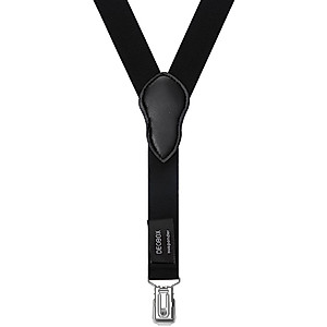 DEOBOX Suspenders and Bow Tie for Men Y Back with Strong Clips Elastic Adjustable for Formal Events Black 43 IN