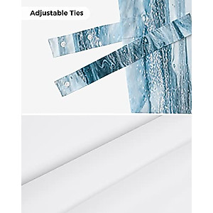 Segard Tie Up Valance for Windows,Marble Liquid Abstract Art Kitchen Valances Adjustable Rod Pocket Window Shade Valance,Blue White Gold Gradient Short Curtains Window Treatment for Bedroom 60x18in