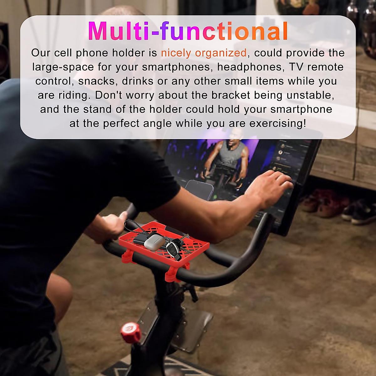 Ehaijia Cell Phone Holder, Balanced Cell Phone Holder with a Screwdriver, Secure and Durable Holder for Smartphones, Compatible with Peloton Bike/Bike+, Easy to install&Multi-functional