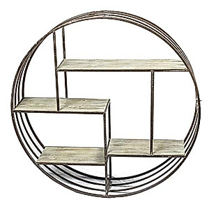 Sagebrook Home 11050 Metal & Wood Wall Shelf, Brown Metal, 31.5 x 7.25 x 31.5 Inches