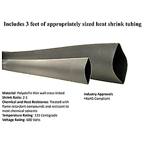 WindyNation WNI 4 AWG 4 Gauge 5 Feet Black + 5 Feet Red Battery Welding Pure Copper Ultra Flexible Cable + 5pcs of 5/16" & 5pcs 3/8" Copper Cable Lug Terminal Connectors + 3 Feet Heat Shrink Tubing