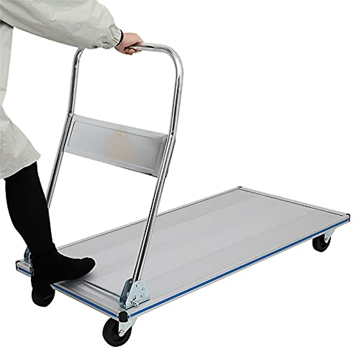 DMUNIZ Platform Trucks Flatbed Cart Folding Aluminum Platform Truck with Steel Foldable Handle Moving Platform Push Cart Rolling Flatbed Cart Hand Truck 770 Lbs Push Cart