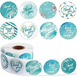 Thank You Stickers Roll 500 Pieces 1.0 Inch Thank You for Supporting My Small Business Stickers with 8 Designs Thank You Stickers Corporate Blue Labels Thank You Small Business Stickers