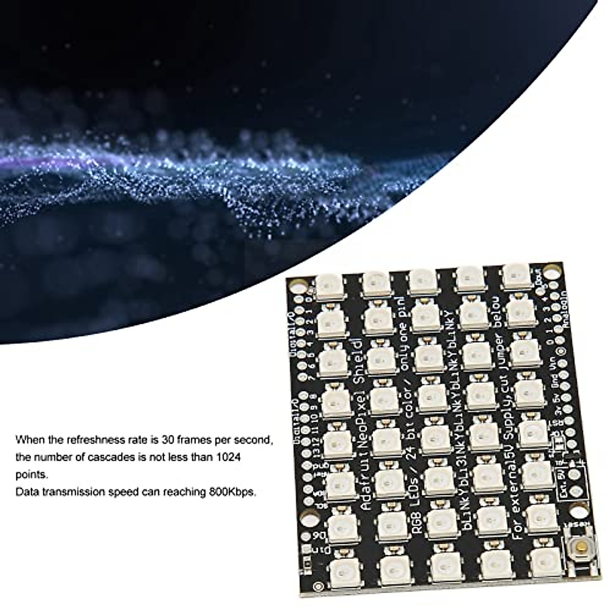 Color Light Development Board, PCB Material WS2812B 5050 RGB LED Integrated Driver Full Color 800Kbps Transmission Speed for Hotel