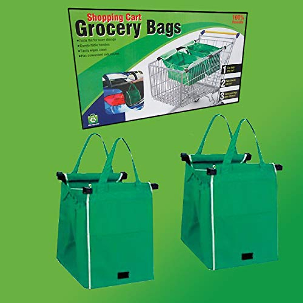 Kole Imports 2-Pc Reusable Shopping Cart Grocery Bags