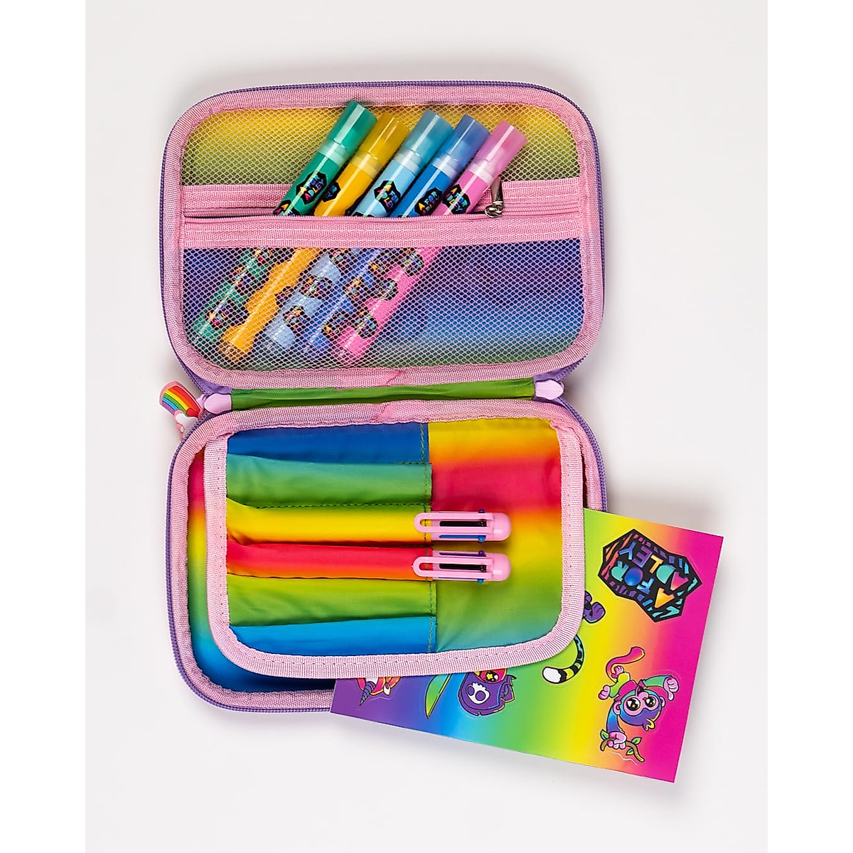 A FOR ADLEY Unicorn Rainbow Art Pouch and Pencil Case, A Fun Way to Store All Your Coloring And Drawing Necessities Complete With Custom Markers, Pens and Stickers