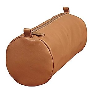 Clairefontaine - Ref 77032C - Age Bag Leather Large Round Pencil Case - 22 x 8cm in Size - Suitable for Storing & Transporting Pencils, Pens & Accessories - Brown