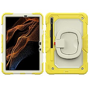 Tablet PC Case Kids Colour Heavy Duty Shockproof TPU Case Compatible with Samsung Galaxy Tab S7 11 inch T870/T875 (2020)/Tab S8 X700/X706（2022）Case,360 Degree Rotating Handle Stand Bracket W Screen Pr