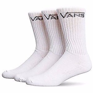 Vans, Classic Crew-Socks, 3-Pair Pack, White, Large (9.5-13)