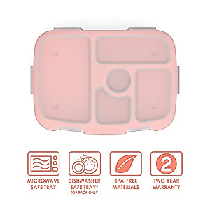 Bentgo® Kids Tray with Transparent Cover - Reusable, BPA-Free, 5-Compartment Meal Prep Container with Built-In Portion Control for Healthy, At-Home Meals & On-the-Go Lunches (Coral)