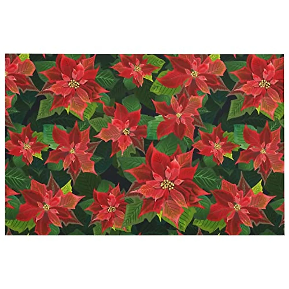 Winter Floral Bathroom Rug Red Floral Non-Slip Bathroom Mat Thin Bathroom Rug Waterproof Floor Mat for Sink Shower Tub Kitchen ES 32x20In