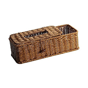 IEUDNS Paper Holder Dispenser Facial Tissuecase Dispenser Container Vintage Style Removable Tissue Holder Tissue Box for Bathroom, Deep Brown