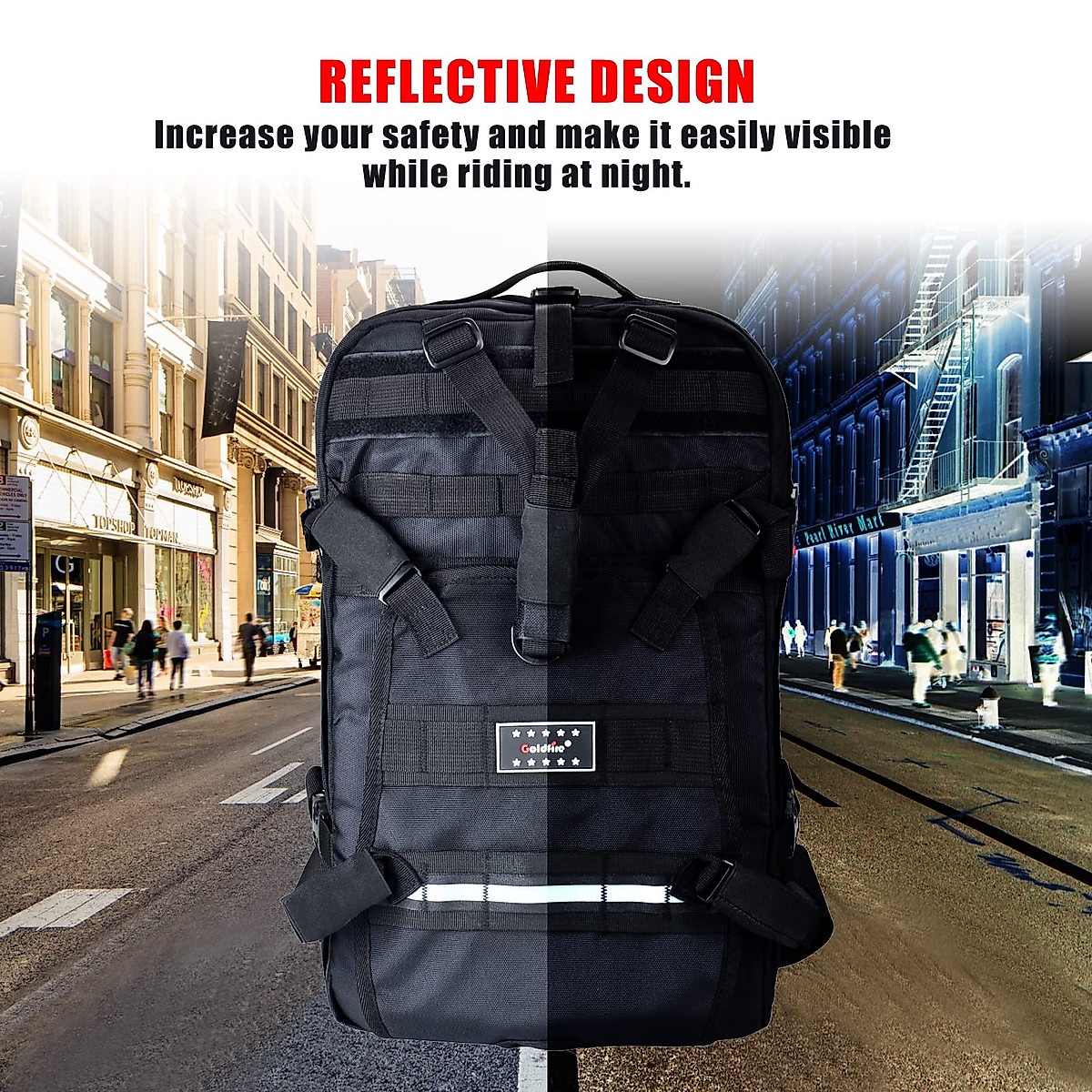 Goldfire Large Capacity Motorcycle Cycling Riding Helmet Backpack Military Helmet Molle Storage Bag ,Waterproof Tactical Backpack for Men