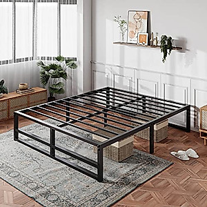 MUTICOR 14'' Metal Platform Full Bed Frame with Strong Steel Slats Support/Sufficient Storage Space/Mattress Foundation/No Box Spring Needed/Easy Assembly