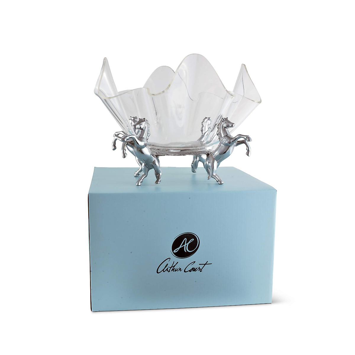 Arthur Court Designs Aluminum Metal Horse Stand with Acrylic Serving Bowl Diameter: 11 inch Tall: 9 inch
