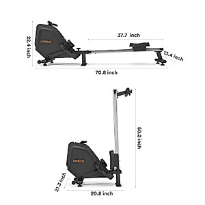 UREVO Foldable Rowing Machine Rower,Magnetic Row Machine Folding Exercise Rower with Aluminum Rail, LCD Monitor,8 Level Adjustable Resistance,330 lb Weight Capacity